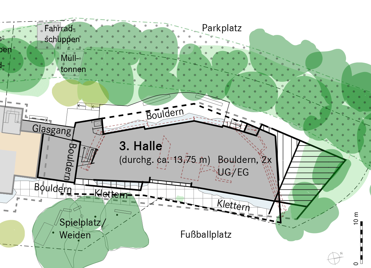 Die geplante Außenanlage – Bouldern im Freien München-Thalkirchen